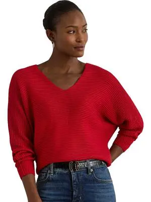 Ralph Lauren Rib-knit Dolman-sleeve Sweater - Ralph Red