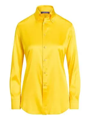 Ralph Lauren Cameron Straight Fit Silk Shirt - Racing Yellow