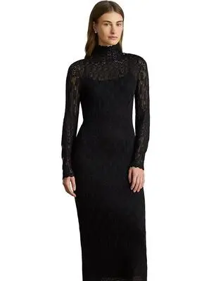 Ralph Lauren Pointelle-knit Turtleneck Sweater Dress - Black