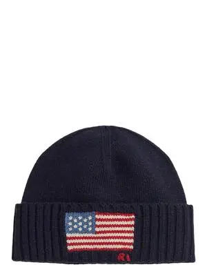 Ralph Lauren Flag Intarsia Wool-blend Beanie - Collection Navy