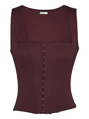 House Of Cb Balconette Stretch-jersey Corset Top - Chocolat