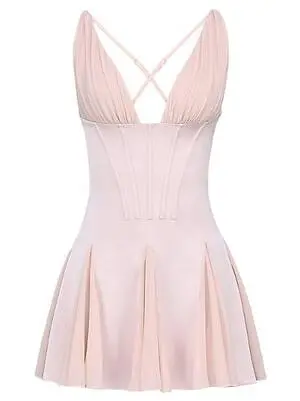 House Of Cb Samida Plunge-neck Mini Dress - Pink