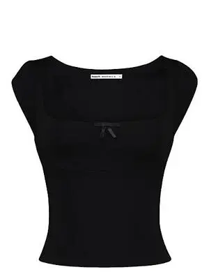 House Of Cb Cap Sleeve Corset Jersey Top - Black