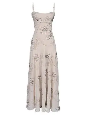 House Of Cb Floral-pattern Woven Maxi Dress - Vanilla