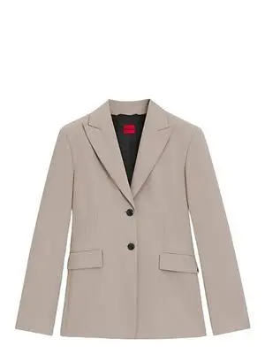 Hugo Single-breasted Peak-lapel Stretch-woven Blazer - Light Beige