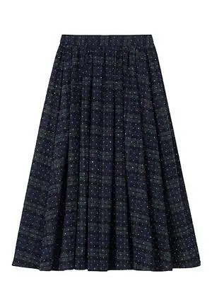 Maje Rhinestone-embellished Checked Cotton Midi Skirt - Blue / Green