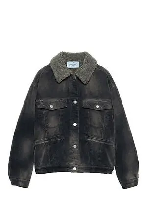 Prada Logo-embellished Cotton-corduroy Blouson Jacket - Black