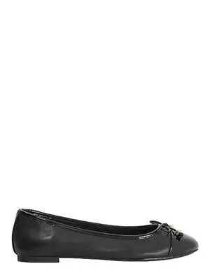 DUNE Wide Fit Leather Ballet Flats - Black Plain Leather