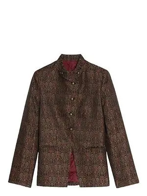 Zadig&Voltaire Stretch-woven Blazer With Paisley Print And Stand Collar - Black