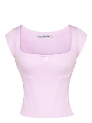 House Of Cb Cap Sleeve Corset Jersey Top - Pink
