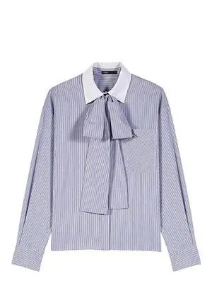 Maje Striped Cotton-blend Shirt - Light Blue
