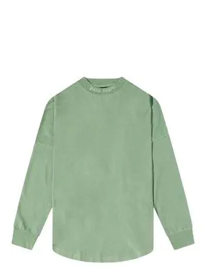Palm Angels Long Sleeve Garment Dyed Logo T-shirt - Green