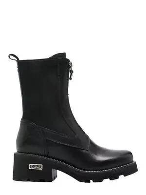 CULT Zip-front Leather Boots - Black