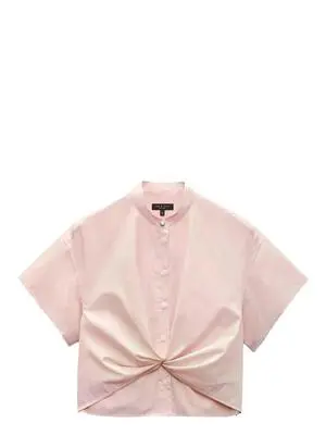 Rag & Bone Twist-front Short-sleeve Top - Pink