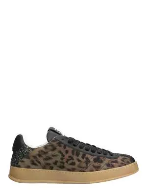 STKN Leopard-print Glitter Sneakers - Brown