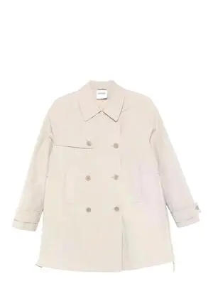 Aspesi Double-breasted Coat With Zip Detail - Neutrals
