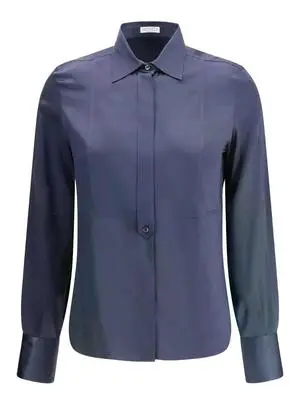 Brunello Cucinelli Long-sleeve Silk Shirt - Blue