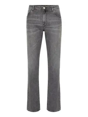 BILLIONAIRE Embroidered Five-pocket Jeans - Grey