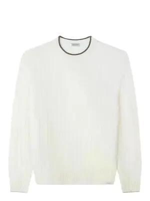 Paul & Shark Cable-knit Crew-neck Sweater - White