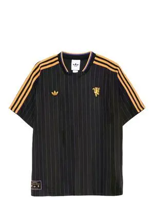 Adidas Pinstripe Striped Three-stripe Logo T-shirt - Black