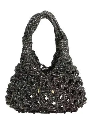 HIBOURAMA Vannifique Beaded Knotted Tote Bag - Black