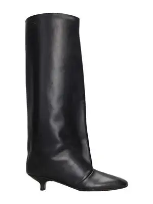 Vicini Square-toe Leather Boots - Black