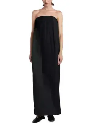 ENTIRE STUDIOS Strapless Pleated Maxi Dress - Black