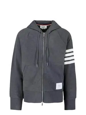 Thom Browne 4-bar Stripe Zip-up Hoodie - Grey