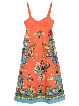 ALEMAIS Fruit-print Smocked Dress - Orange