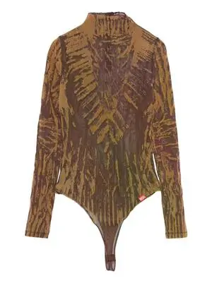 DIESEL® Abstract-print High-neck Bodysuit - Brown