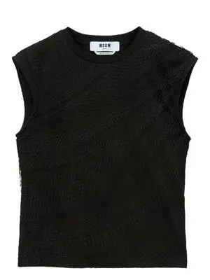 MSGM Mesh-overlay Tank Top - Black