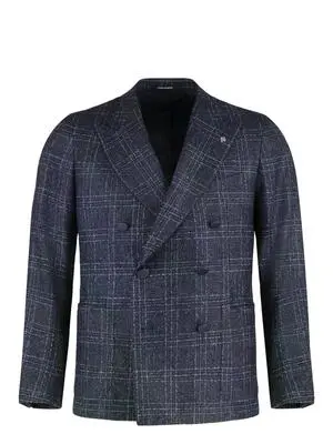 Tagliatore Double-breasted Checked Jacket - Blue