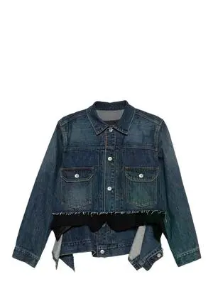 Sacai Frayed Denim Jacket - Blue