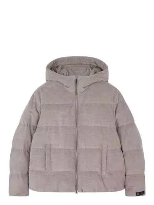 Paul & Shark Hooded Corduroy Puffer Jacket - Neutrals