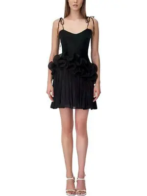 ANA RADU Ruffled-detail Mini Dress - Black