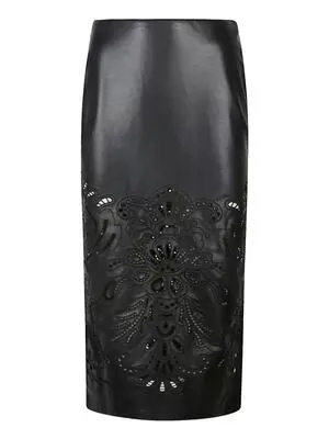ERMANNO FIRENZE Laser-cut Midi Skirt - Black
