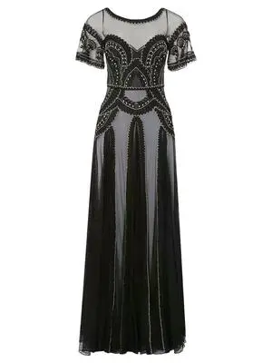 TEMPERLEY LONDON Camile Embroidered Pleated Gown - Black