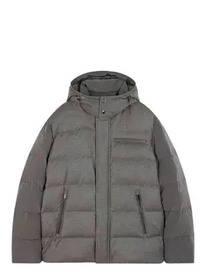 Paul & Shark Hooded Puffer Jacket - 090b Taupe Suede