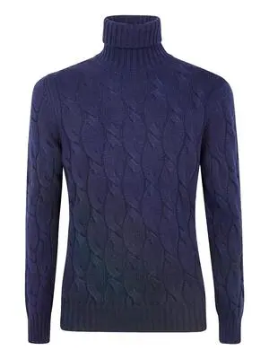 BARBA NAPOLI Cable-knit Turtleneck Sweater - Blue