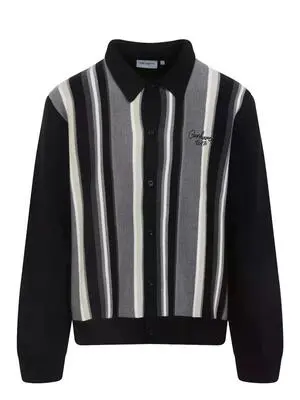Carhartt Work In Progress Bainter Striped Polo-neck Cardigan - Black
