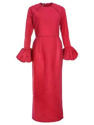 BARUNI Talia Ruffle-cuffs Maxi Dress - Red