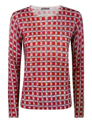 IN BED WITH YOU Geometric-print Wool Sweater - Red