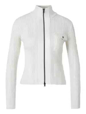 Herno Ribbed-knit Zip Cardigan - White