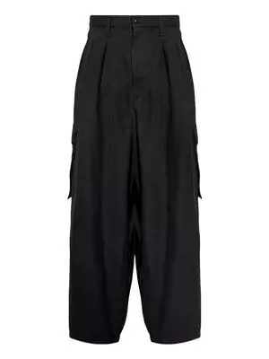 Yohji Yamamoto Pleated Cargo Trousers - Black