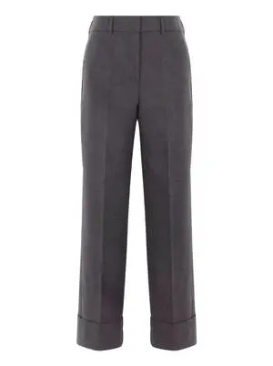 Incotex Cuffed Wool Trousers - Grey