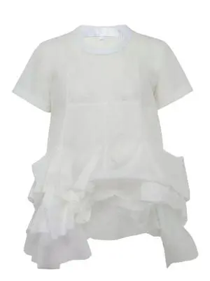 COMME DES GARÇONS TAO Tulle-paneled T-shirt - White