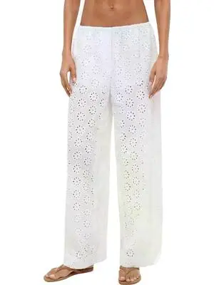 Staud Broderie Anglaise Trousers - White