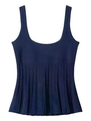 Staud Square-neck Pleated Top - Blue