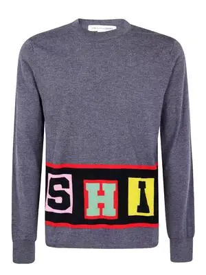 Comme Des Garçons Block-letter Knit Sweater - Grey
