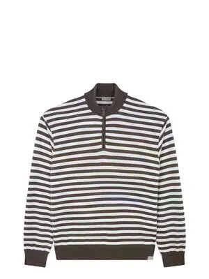 Paul & Shark Stripe-patterned Half-zip Sweatshirt - Brown